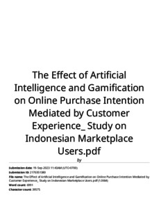 THE EFFECT OF ARTIFICIAL INTELLIGENCE AND GAMIFICATION ON ONLINE PURCHASE INTENTION MEDIATED BY ...